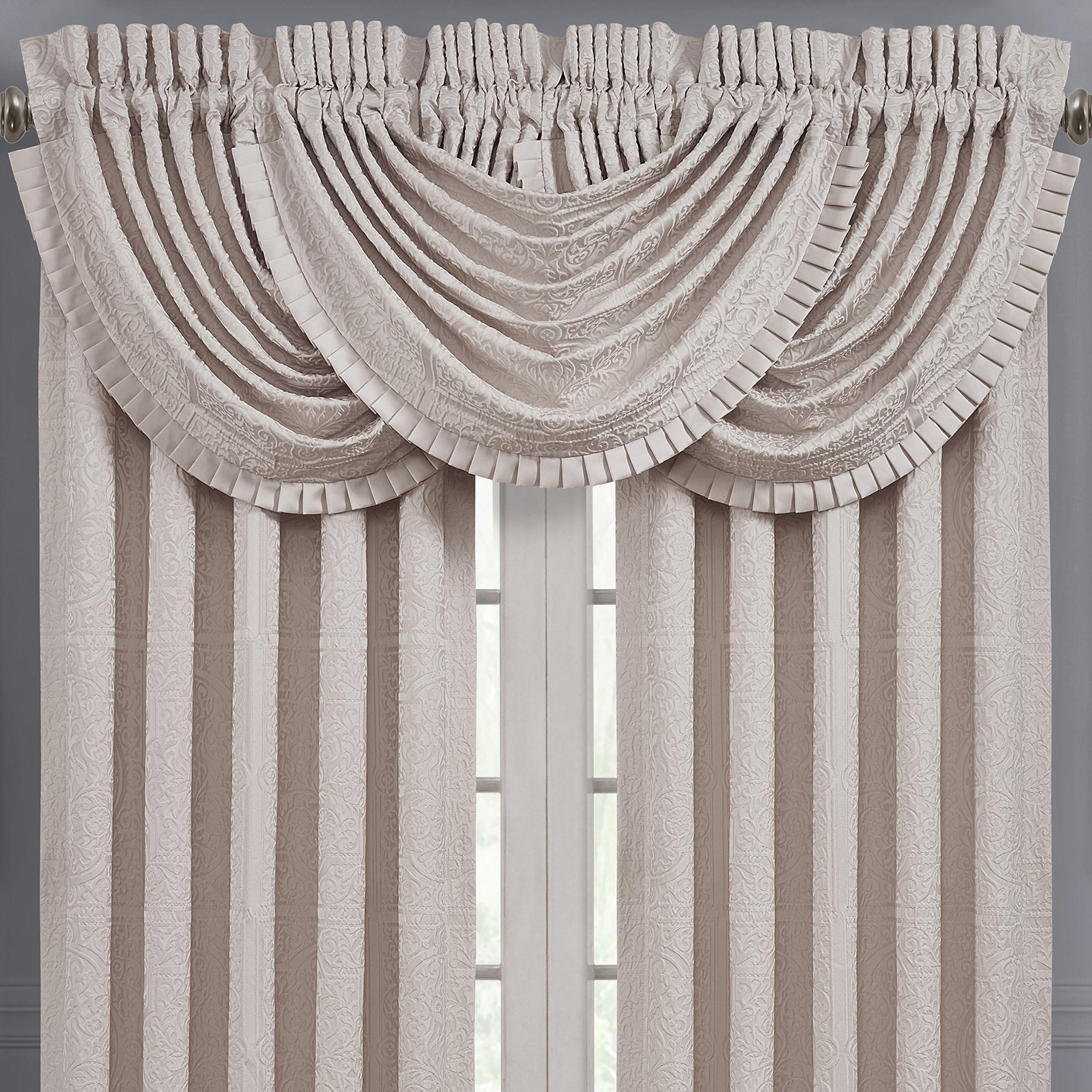 Amazon.com: Five Queens Court Blush Riddel Waterfall Window Valance ...