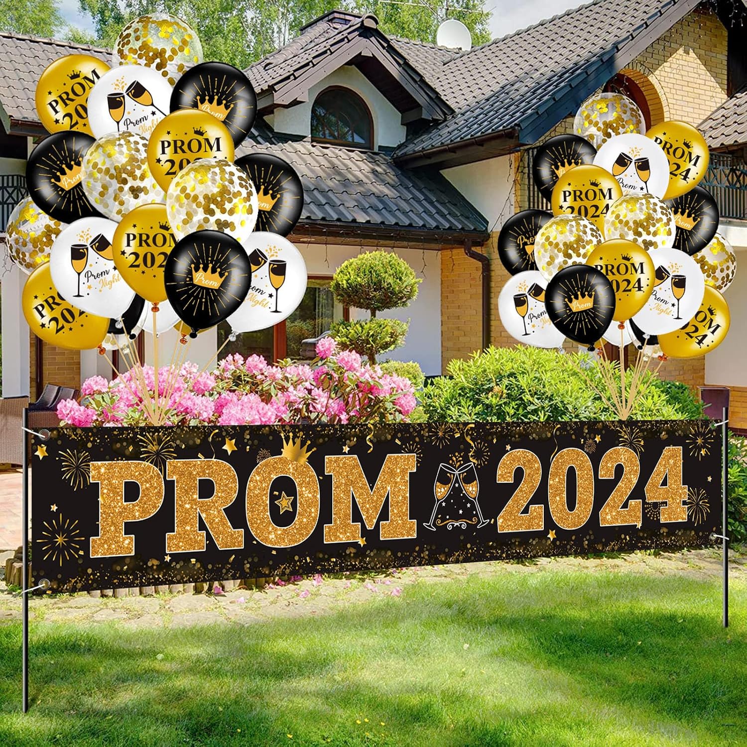 Amazon.com: Graduation Prom Banner Decorations for Party 2024, Black ...