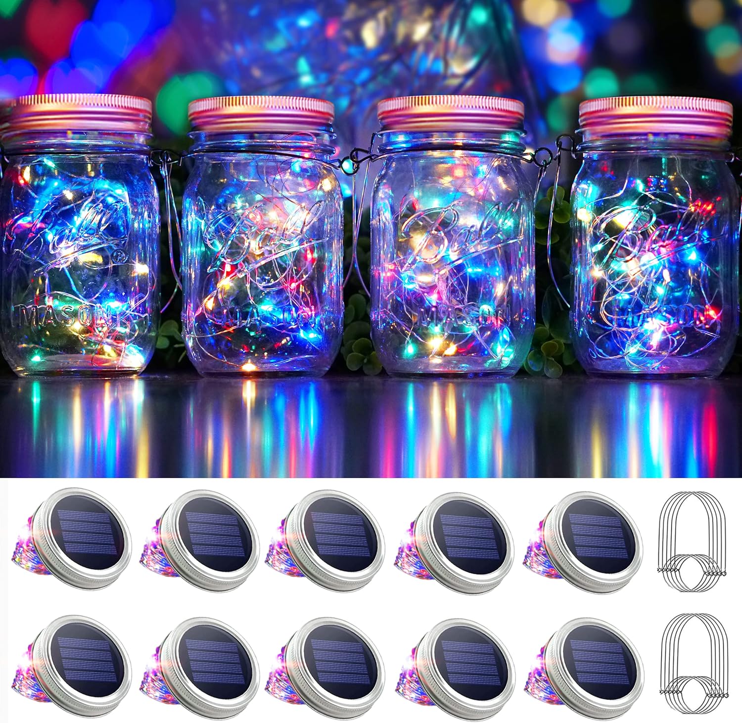 Amazon.com: 30 LED 10 Packs Mason Jar Lights with Hangers Colorful ...