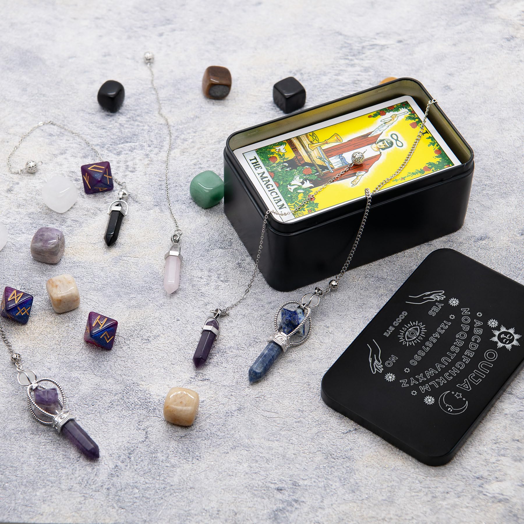 Snapklik.com : Knana 7Pcs Tarot Card Box, Metal Tarot Card Hoder Box