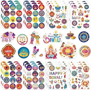Amazon.com: HOWAF 24 Sheets Diwali Stickers Happy Diwali Stickers ...