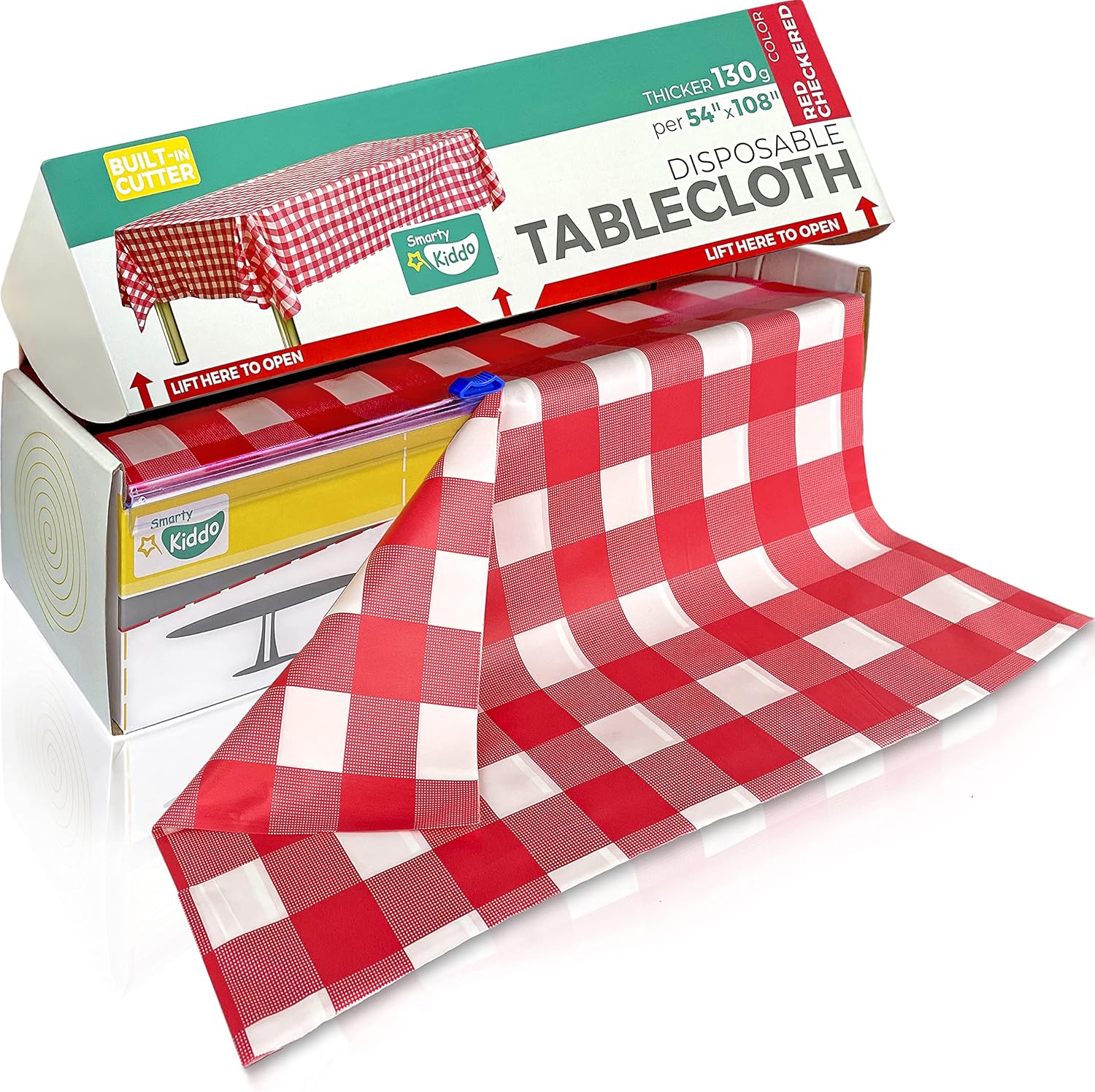 Amazon.com: 54in X 100ft Red Checkered Premium Plastic Disposable ...