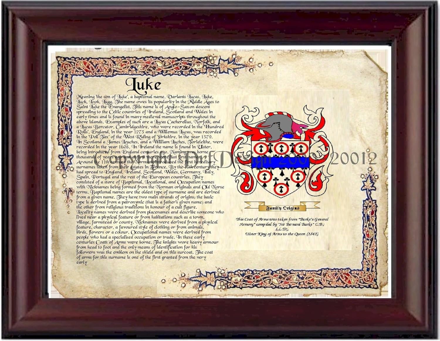 Amazon.com: Luke Coat of Arms/ Family Crest on Fine Paper and Family ...
