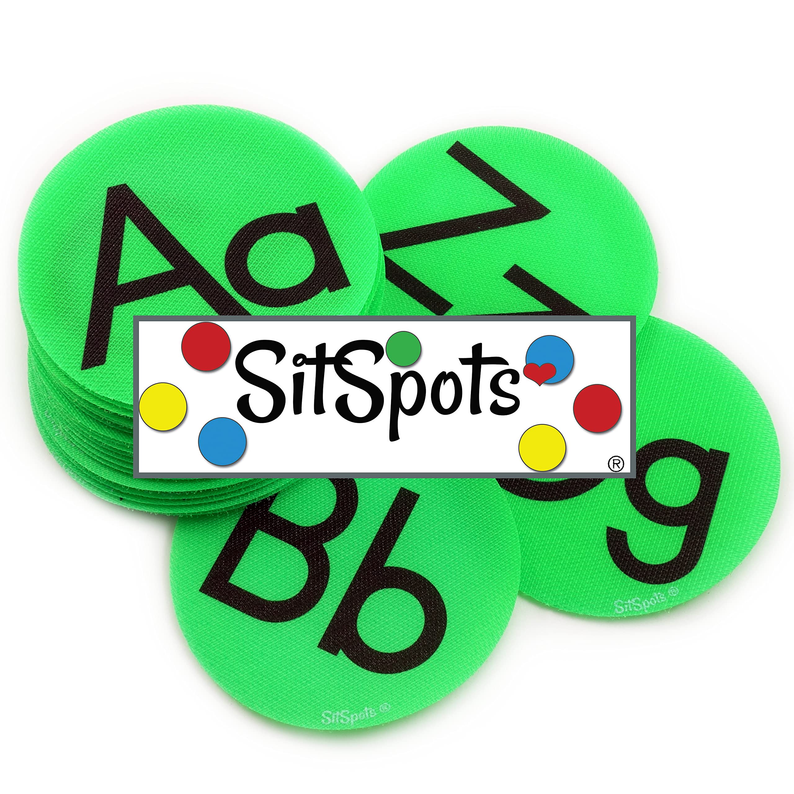 Buy SitSpots® Carpet Floor Circle Sit Markers, Green Alphabet A-Z ...