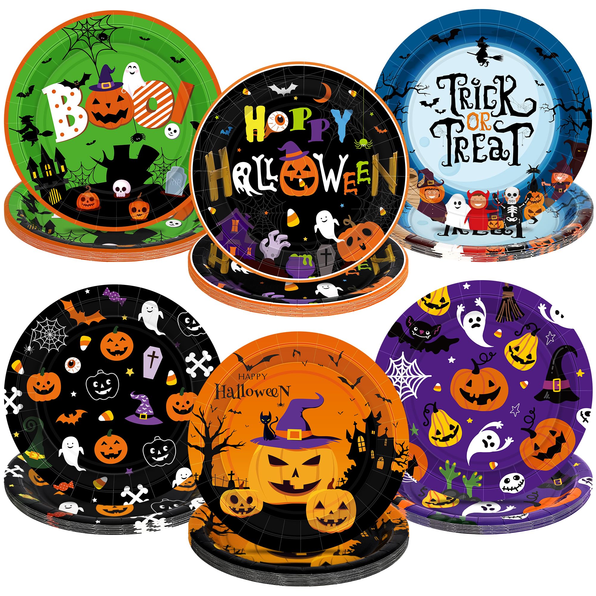 Amazon.com: QZYL 50 PCS Halloween Plates, 9'' Halloween Paper Plates ...