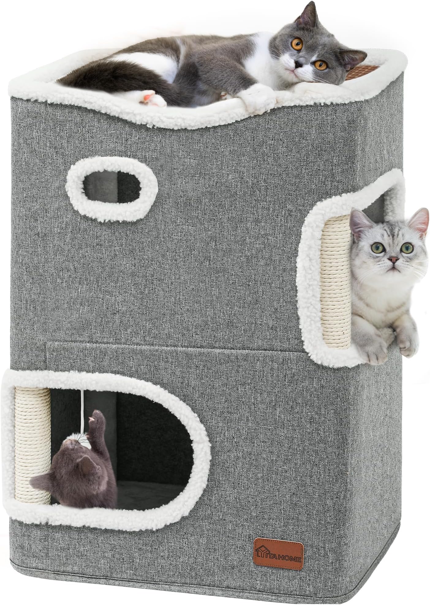 Amazon.com: YITAHOME Cat Bed for Indoor Cats Cube House, Covered Cat ...