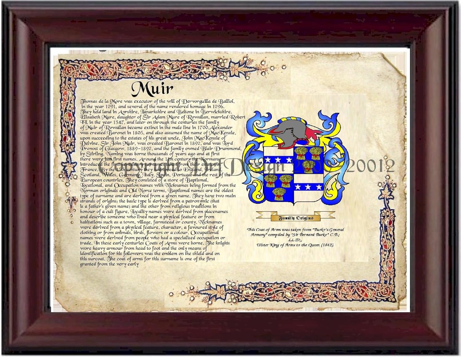 Amazon.com: Muir Coat of Arms/ Family Crest on Fine Paper and Family ...
