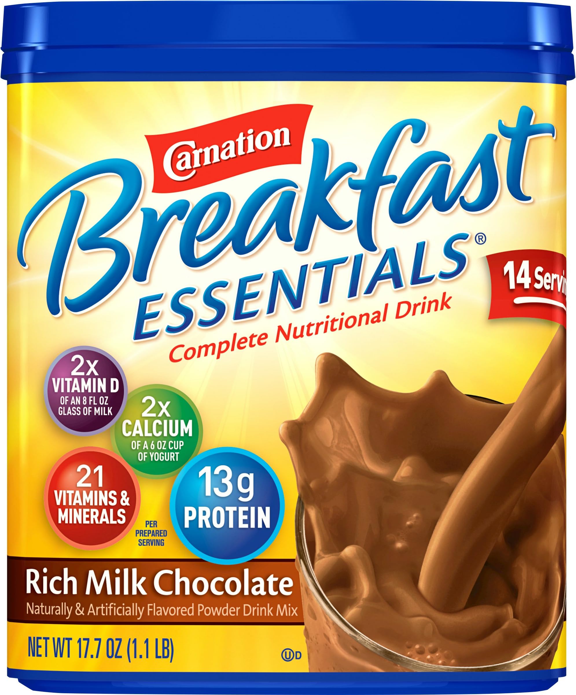 Amazon.com: Carnation Breakfast Essentials Chocolate Powder, 17.7 Ounce ...