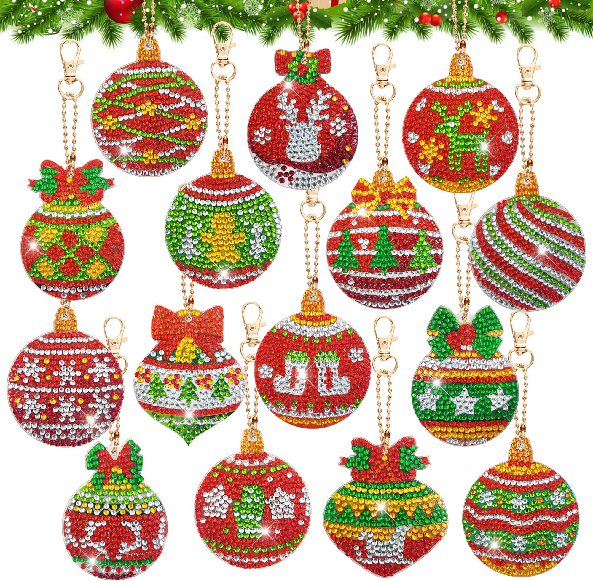 LYLIDIA 5D Diamond Painting Weihnachten Anhänger 12 Set Weihnachtsmann ...