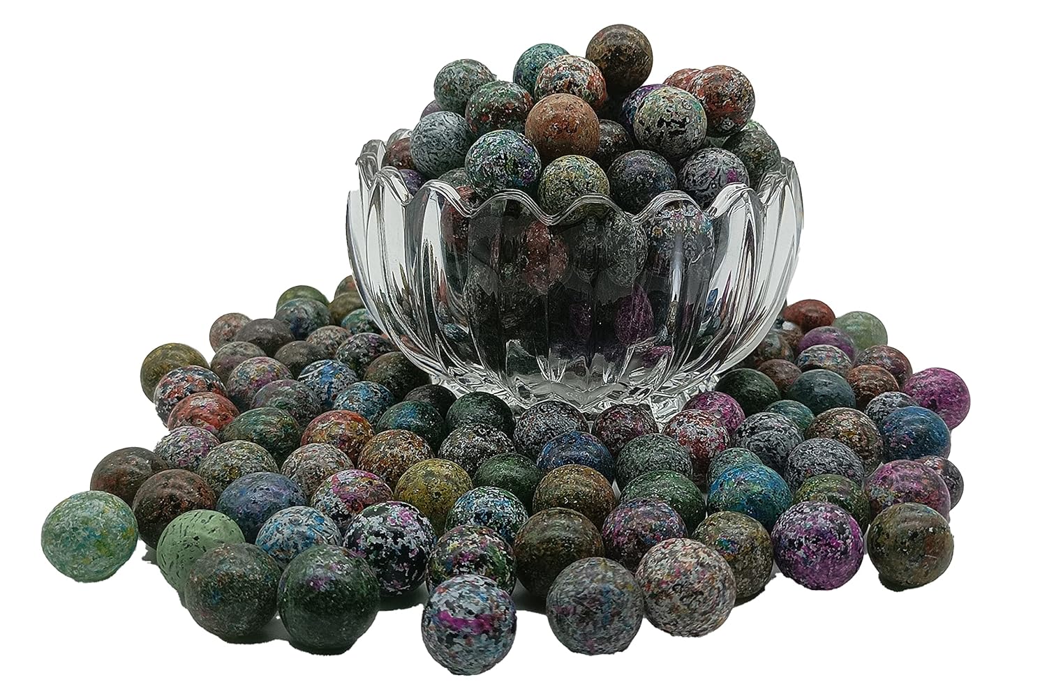 KASBA Hand Painted Multi Color Marbles Round. Glass Marbles for ...