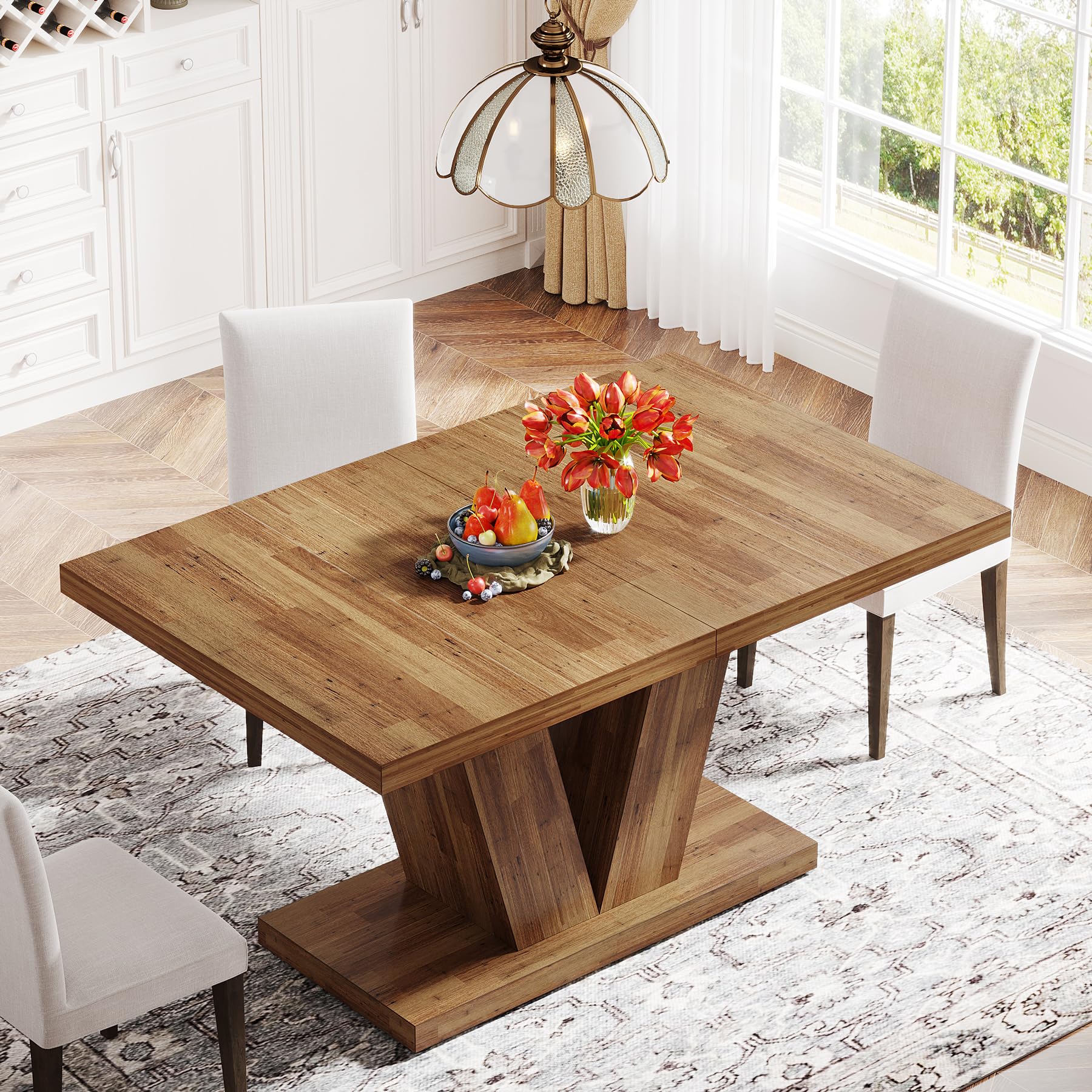 Tribesigns 47-Inch Dining Table for 4, Walnut Brown Kitchen Dinner ...
