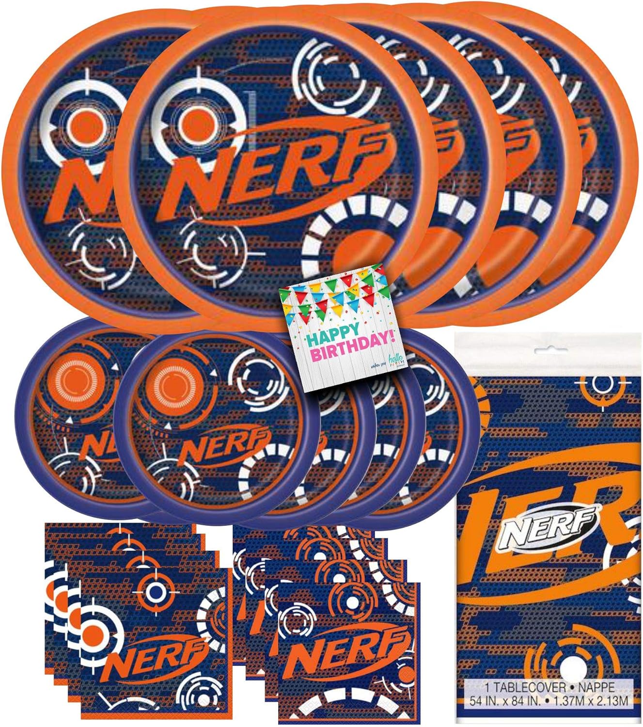 Amazon.com: HELLO PARTY! Nerf Dinnerware Bundle party pack supplies ...