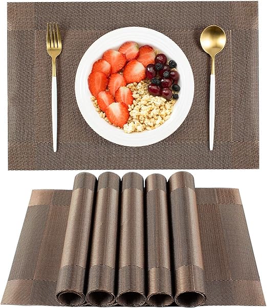 Amazon.com: Placemat Set of 6 PVC Table Mats, Heat Resistant Non-Slip ...