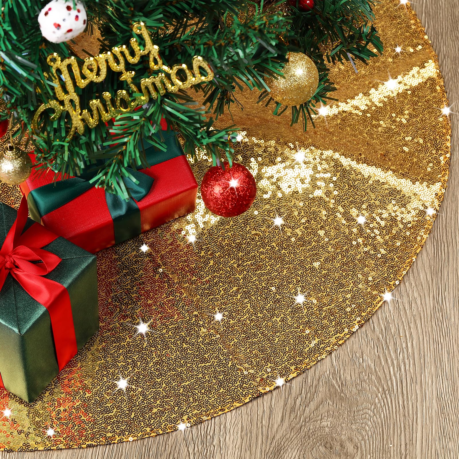 Amazon.com: MACTING Christmas Tree Skirt 30 Inch Glitter Sequin Small ...