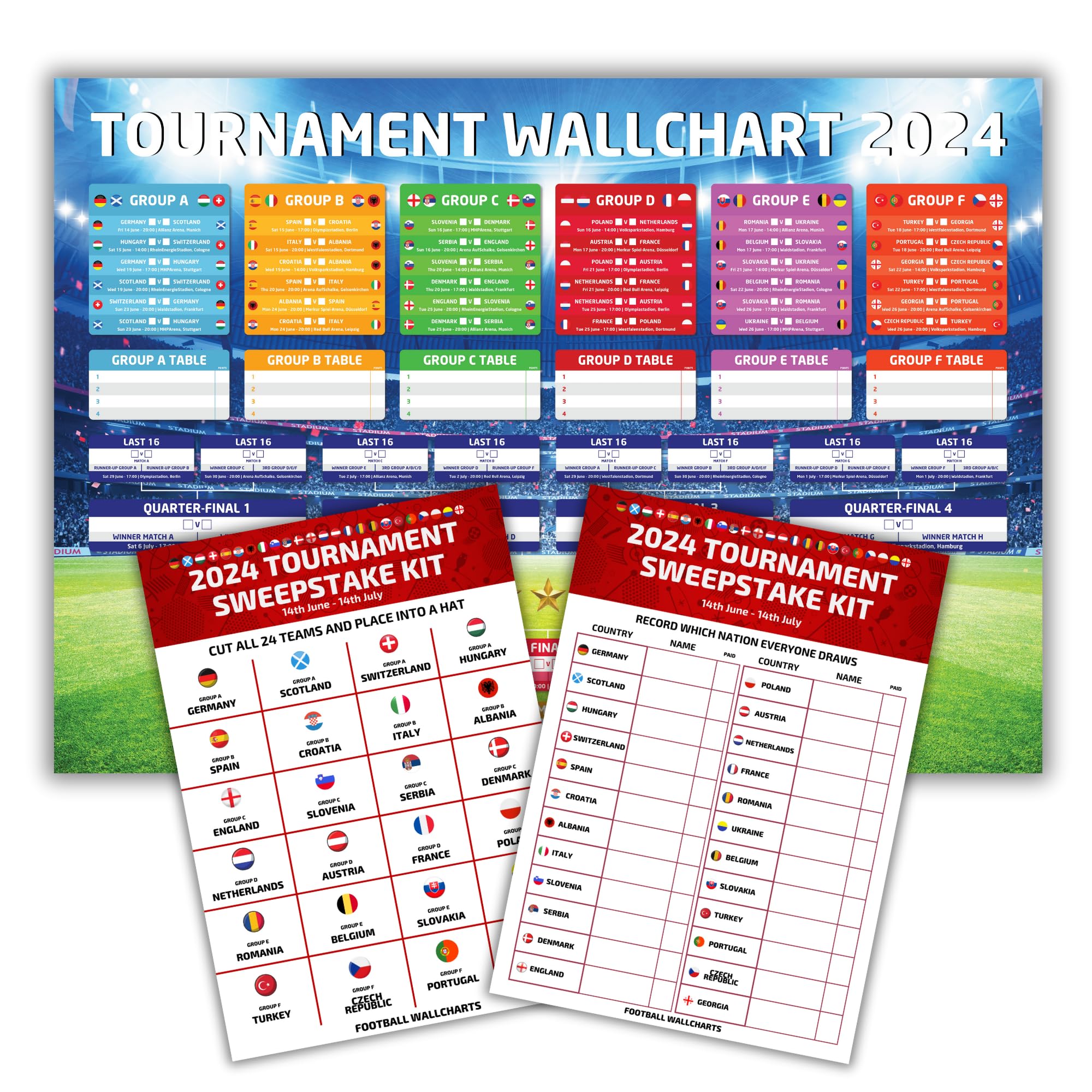 Tournament Wallchart + Sweepstake Kit - Track and Follow The Full ...