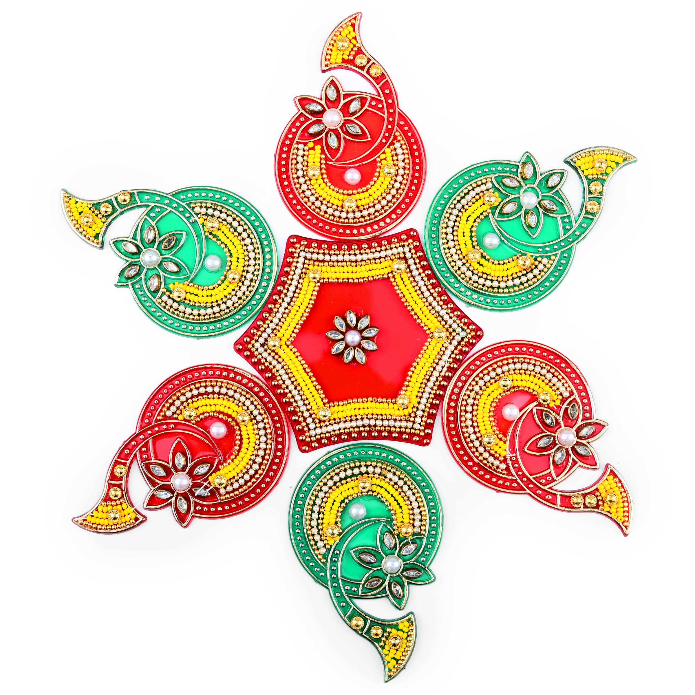 Indian Traditional Rangoli Designs DIY MDF Readymade Round Rangoli Mat