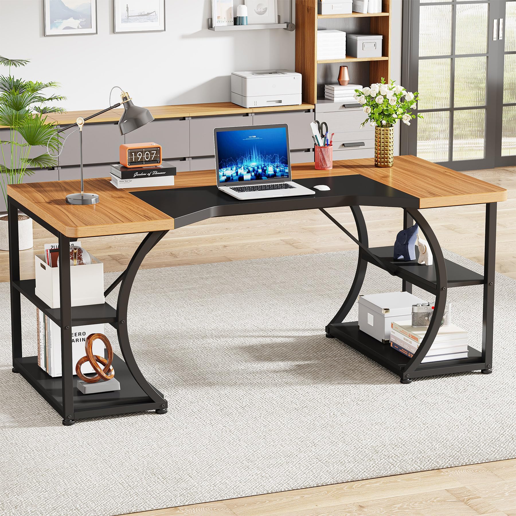 Amazon.com: Tribesigns 63 inches Computer Desk, Modern Home Office Desk ...