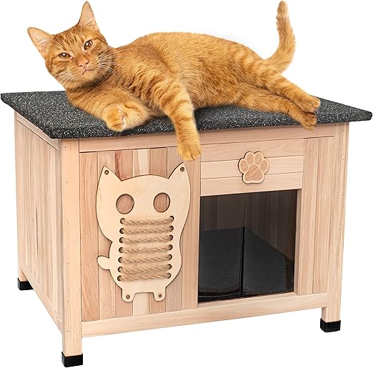 Outentin katthus i trä - katthus med full isolering för utomhusbruk ...