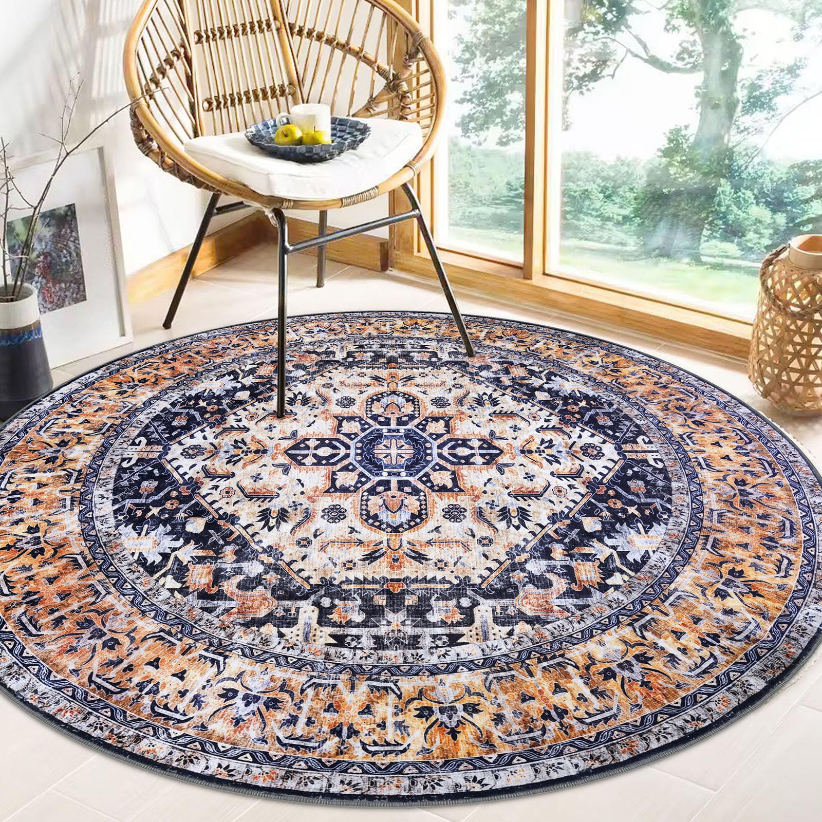 Amazon.com: KOZYFLY Boho Round Rug 5 Ft Rugs for Entryway Washable ...
