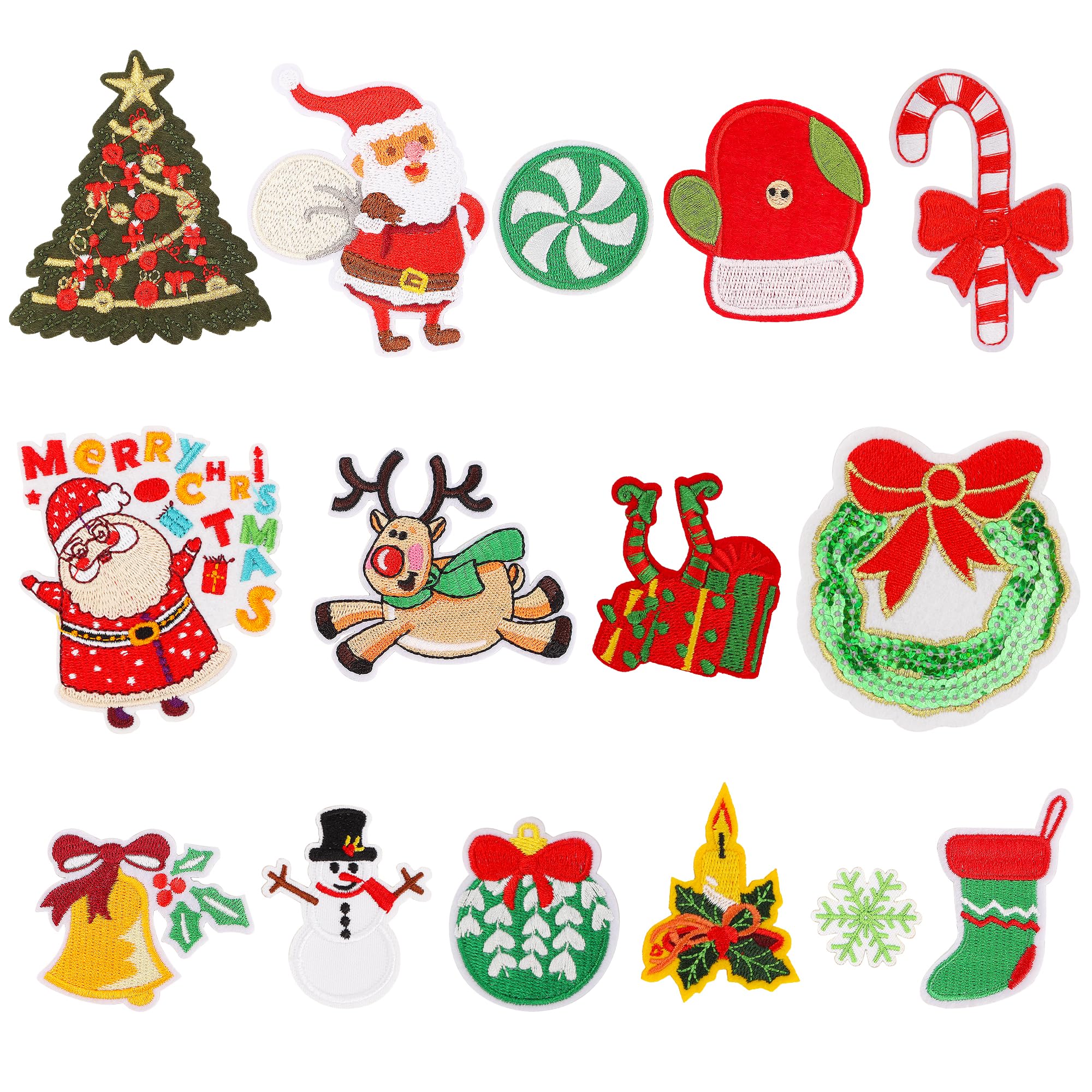 Amazon.com: mortd 15 Pieces Christmas Iron On Patches, Santa Claus Deer ...