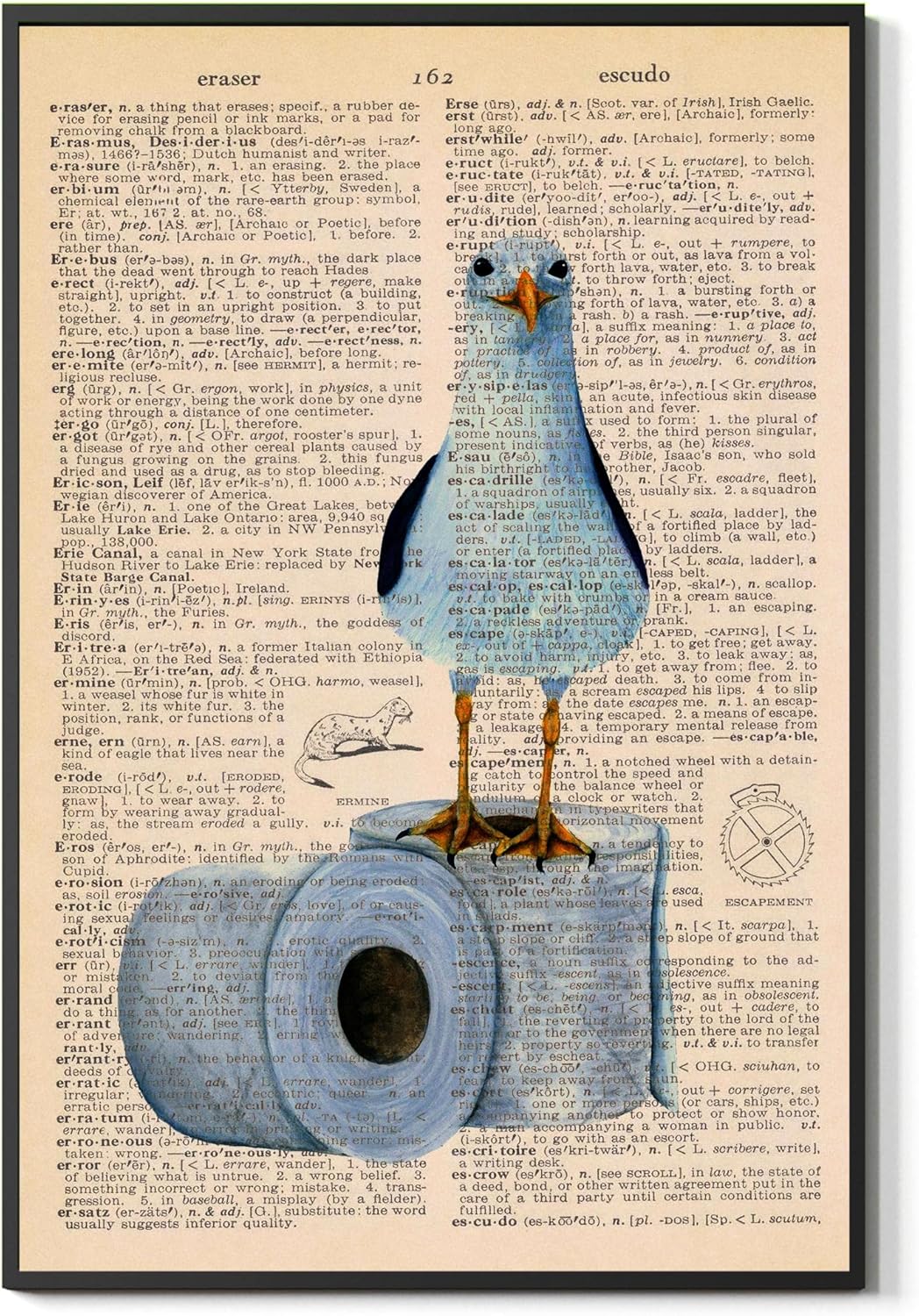 Amazon.com: FESOGO Gull Painting Watercolor Seagull Funny Bathroom Wall ...