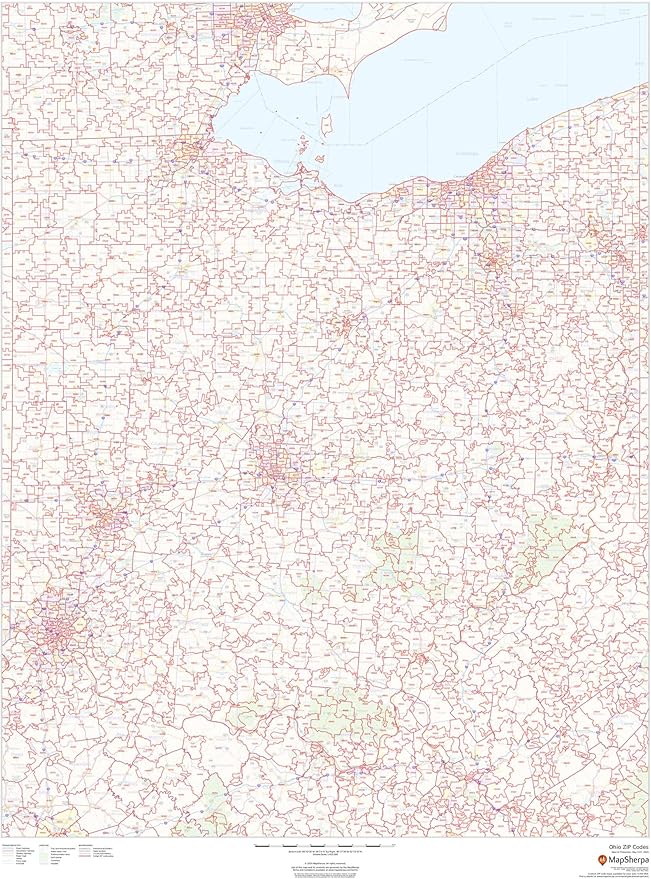 Amazon.com : Ohio Zip Code Map - 36" x 48" Paper : Office Products