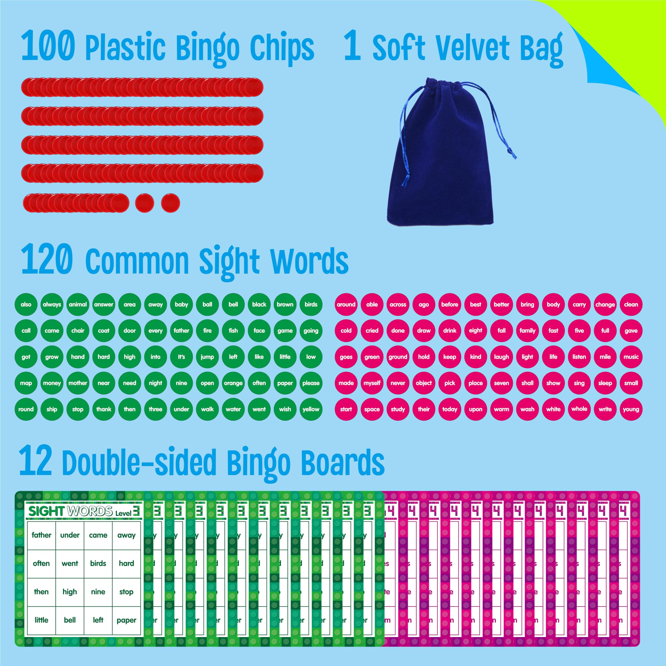Snapklik.com : Sight Word Bingo Game, 120 Sight Words Learn To Read ...