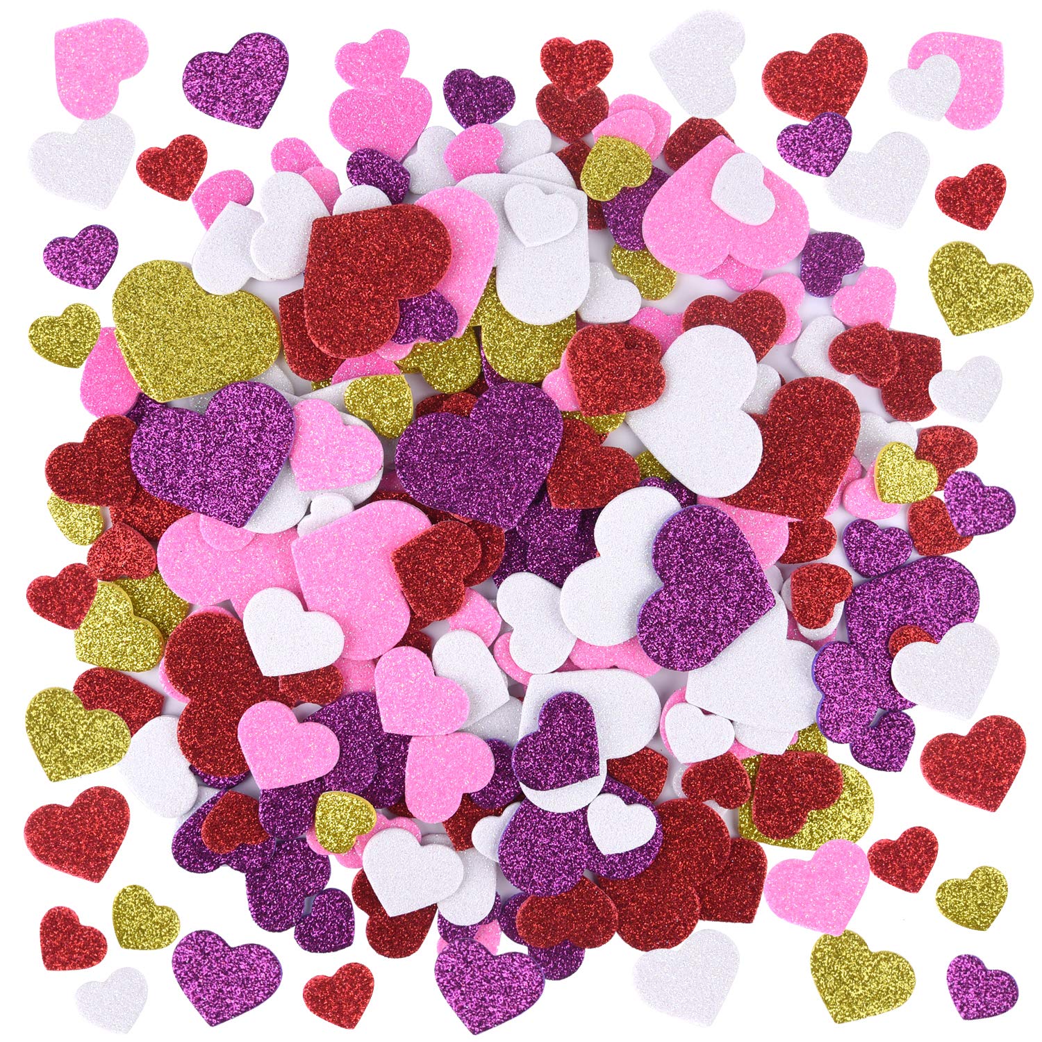 Amazon.com: MIAHART 300 Pcs Valentine's Day Heart Foam Stickers Self ...