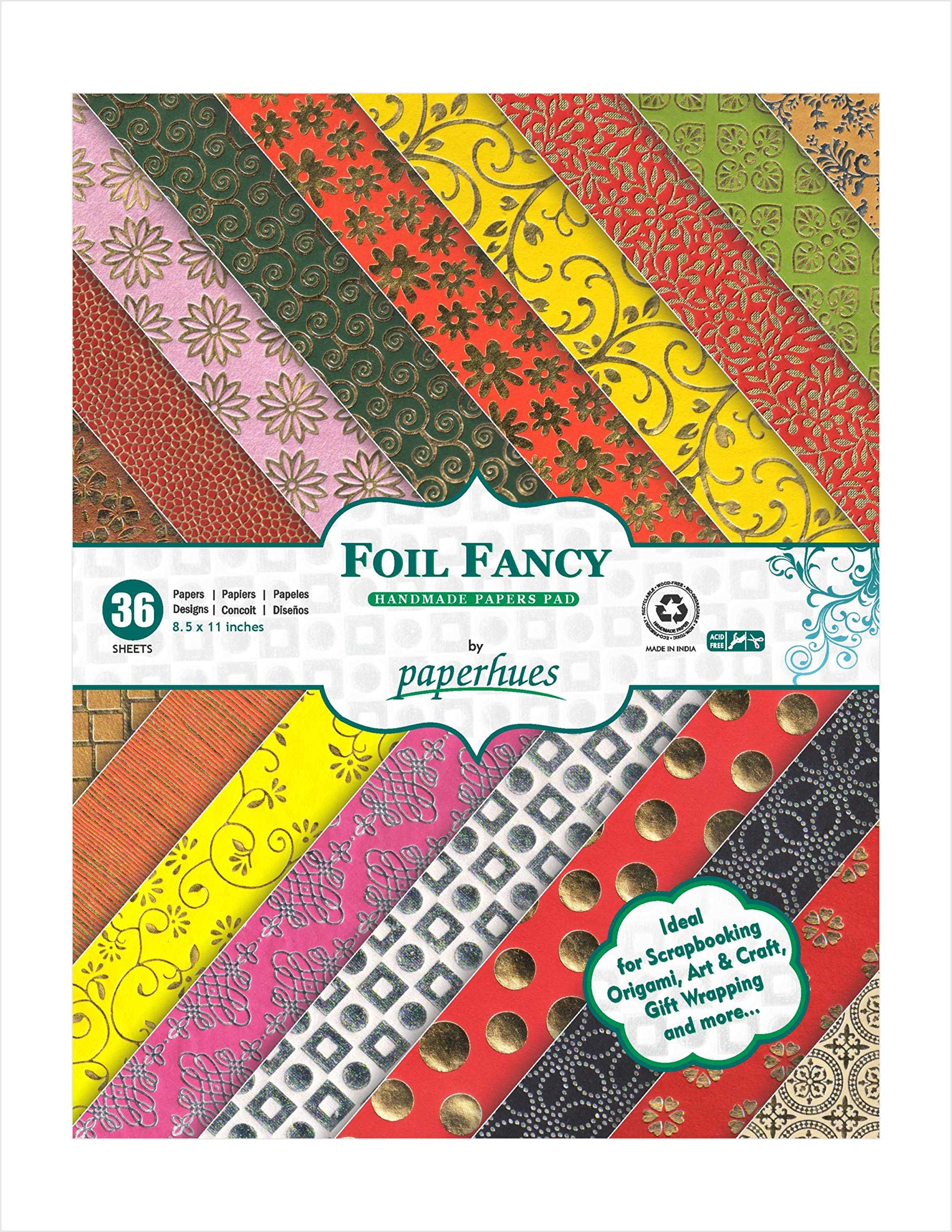 Amazon.com: Paperhues Foil Fancy Collection Handmade Scrapbook Papers 8 ...