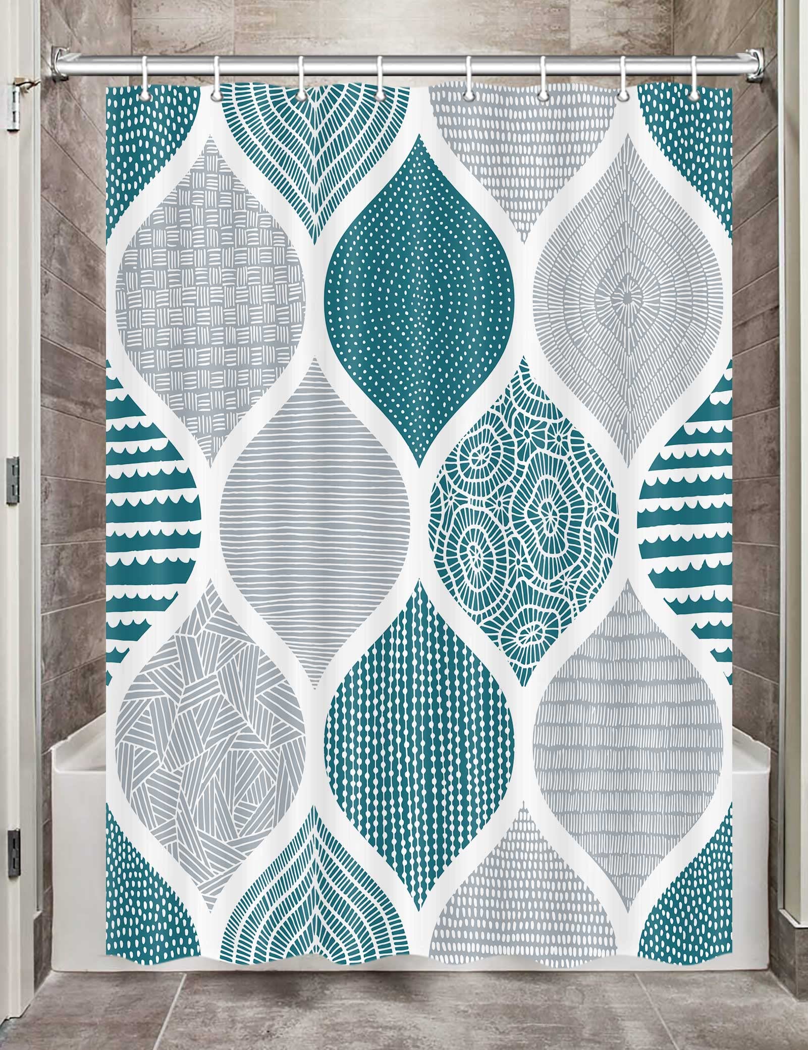 Amazon.com: JAWO Teal and Grey Camper RV Shower Curtain for Travel ...