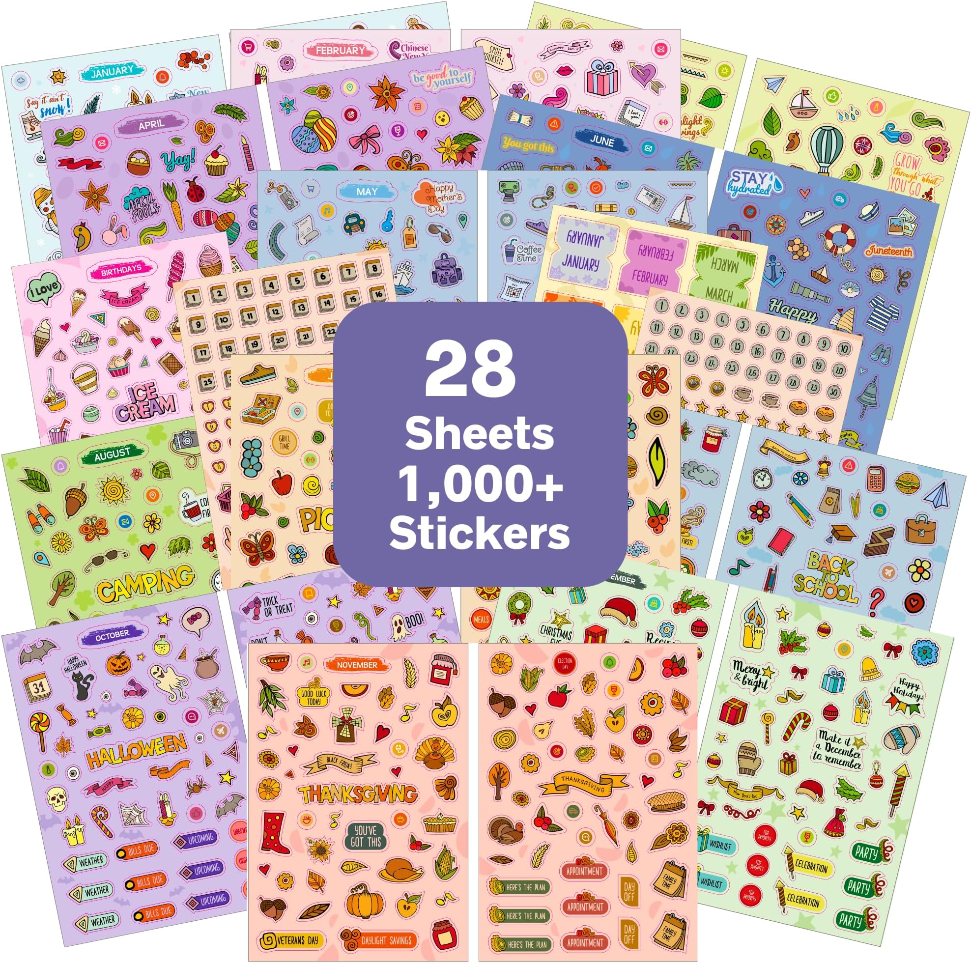 Amazon.com: CIEMODA Vintage Holiday Planner Stickers - Seasonal Themed ...