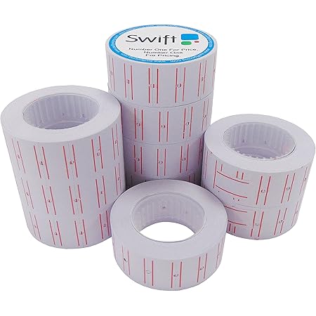 Swift 22 x 12 mm Price Gun Labels CT1 Lined 10 Rolls 5,000 Stickers ...