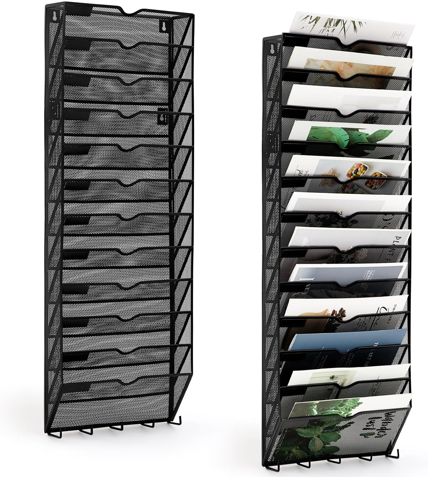 Amazon.com : 2 Pcs Wall Hanging File Organizer Mesh Metal Hanging File ...