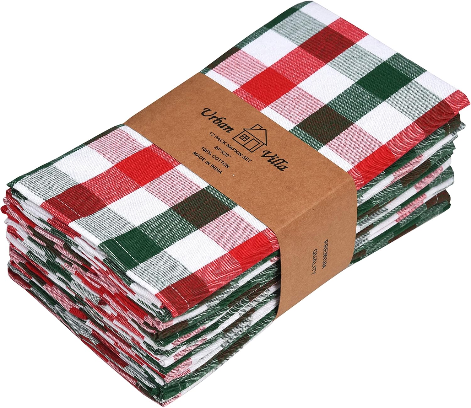 Amazon.com: Urban Villa Set of 12 Checkered Dinner Napkins Buffalo ...