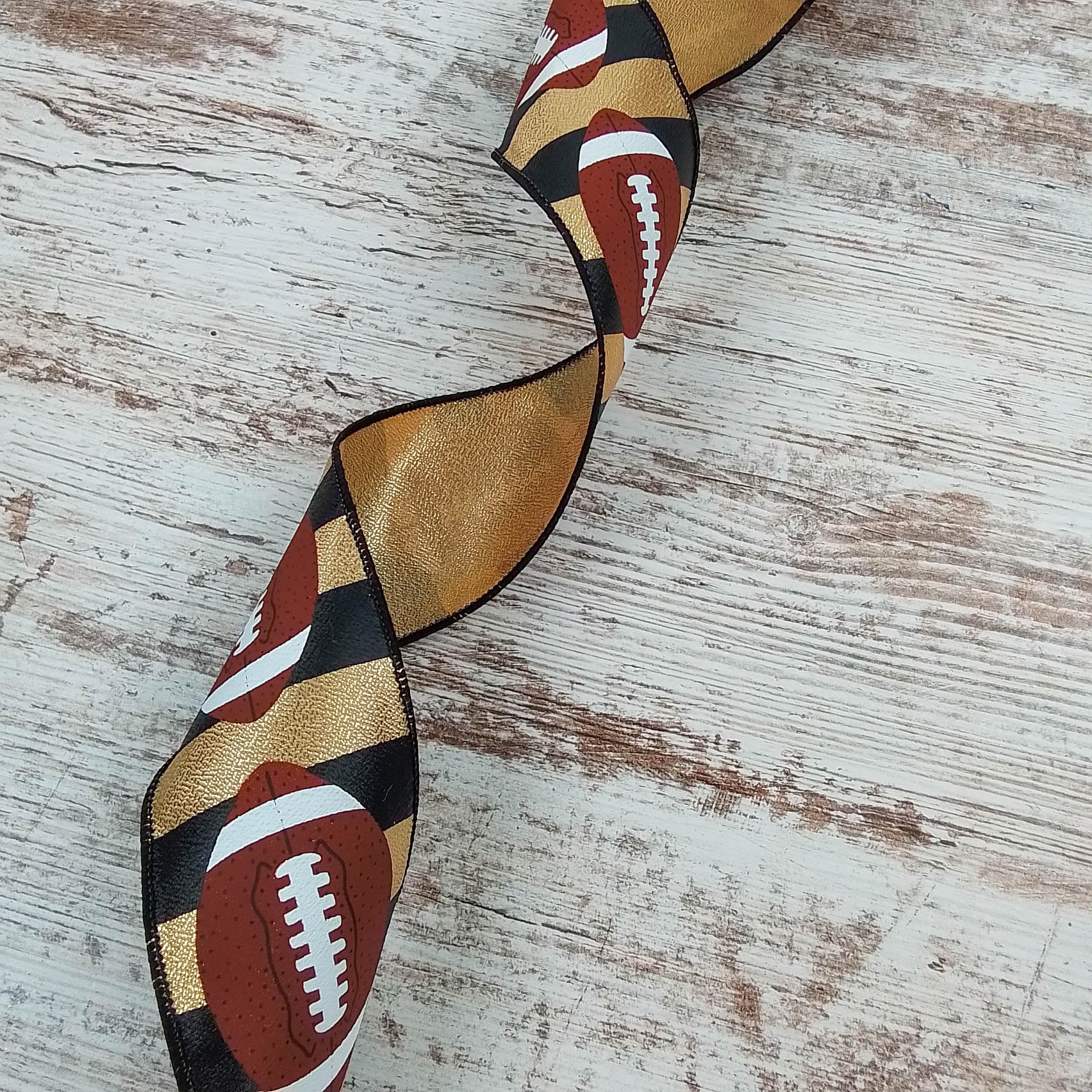 Amazon.com: Football Striped Wired Ribbon - 10 Yards (Gold, Black, 2.5 ...