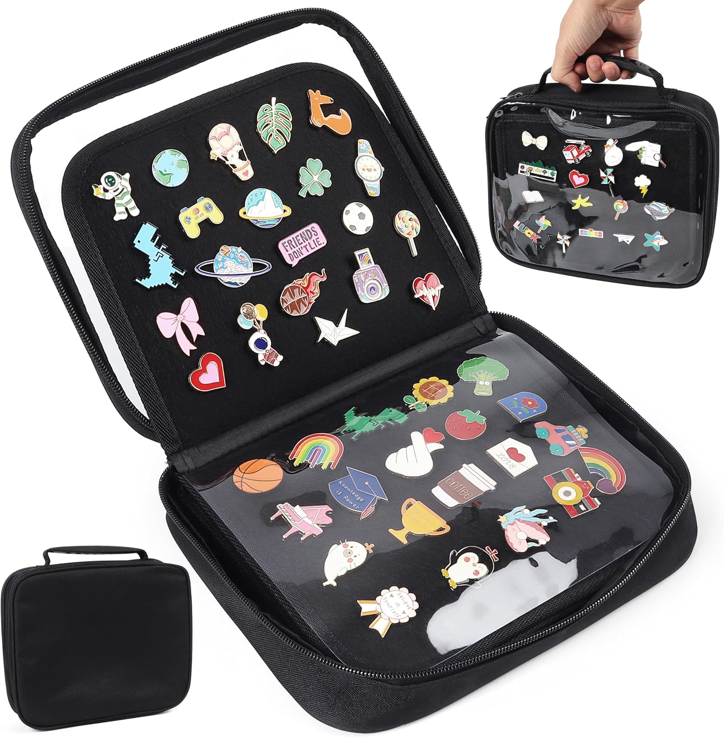 Amazon.com: Funcolor Pin Trading Books for Collector: 6-Page Black ...