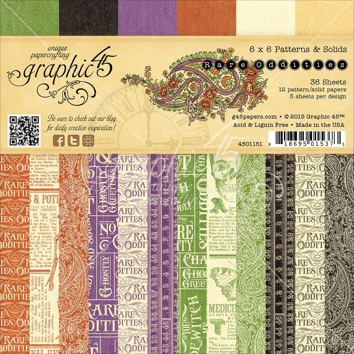 Amazon.com: Graphic 45 Rare Oddities Patters and Solids, 6" x 6"