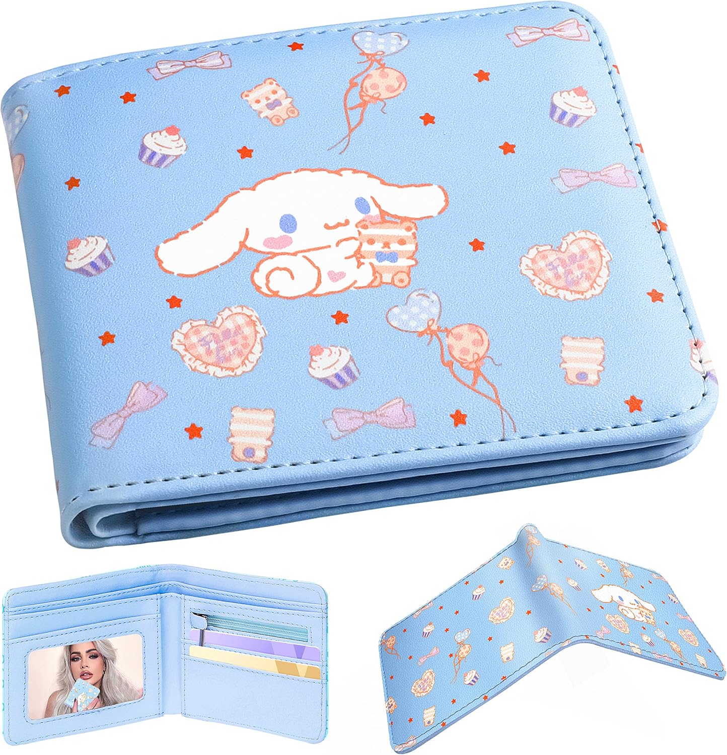 Amazon.com: Funermei Cute Wallet for Women Girls Anime Leather Bifold ...