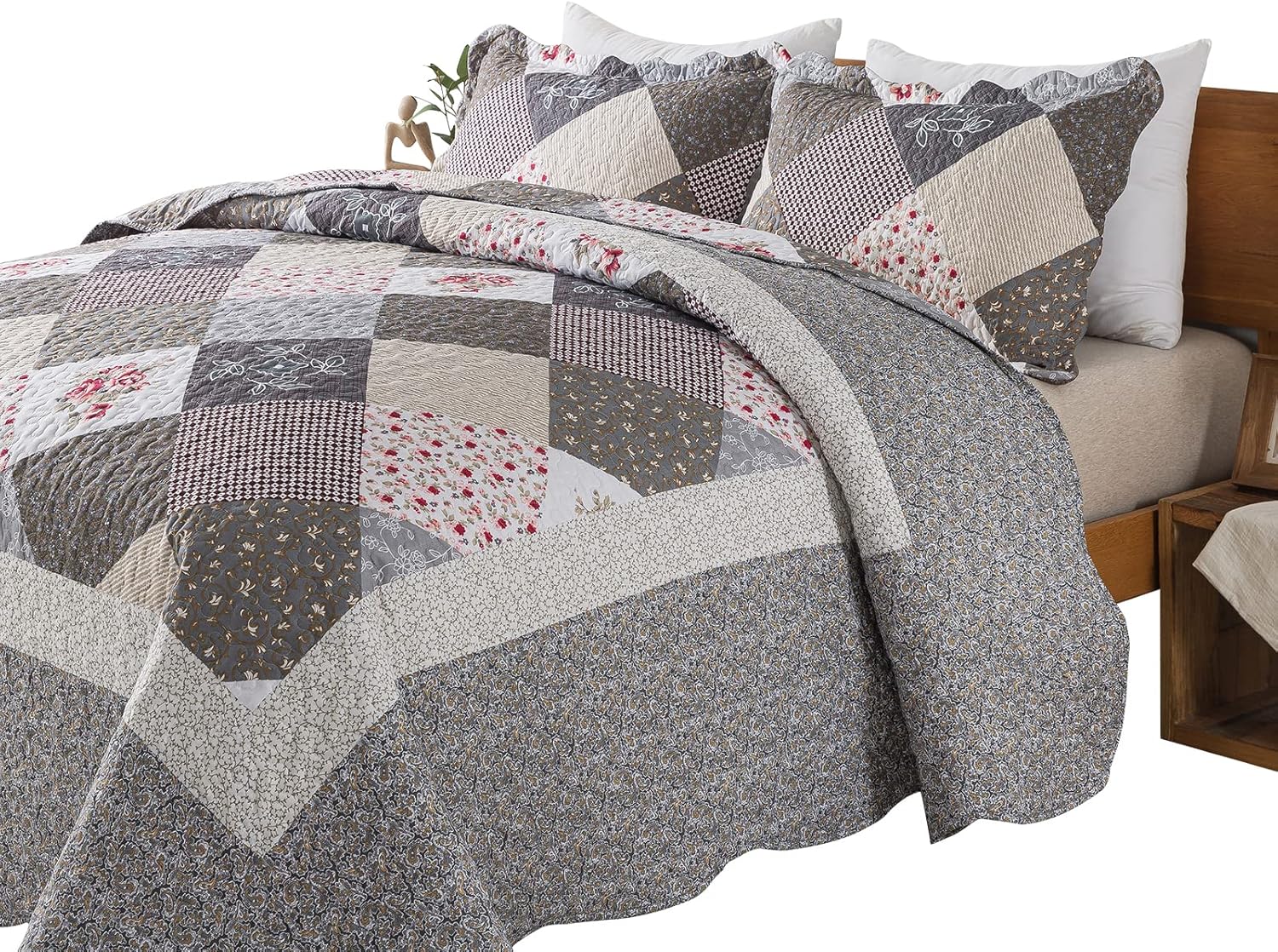 Amazon.com: HoneiLife Quilt Set Queen Size - 3 Pieces Queen Quilt ...