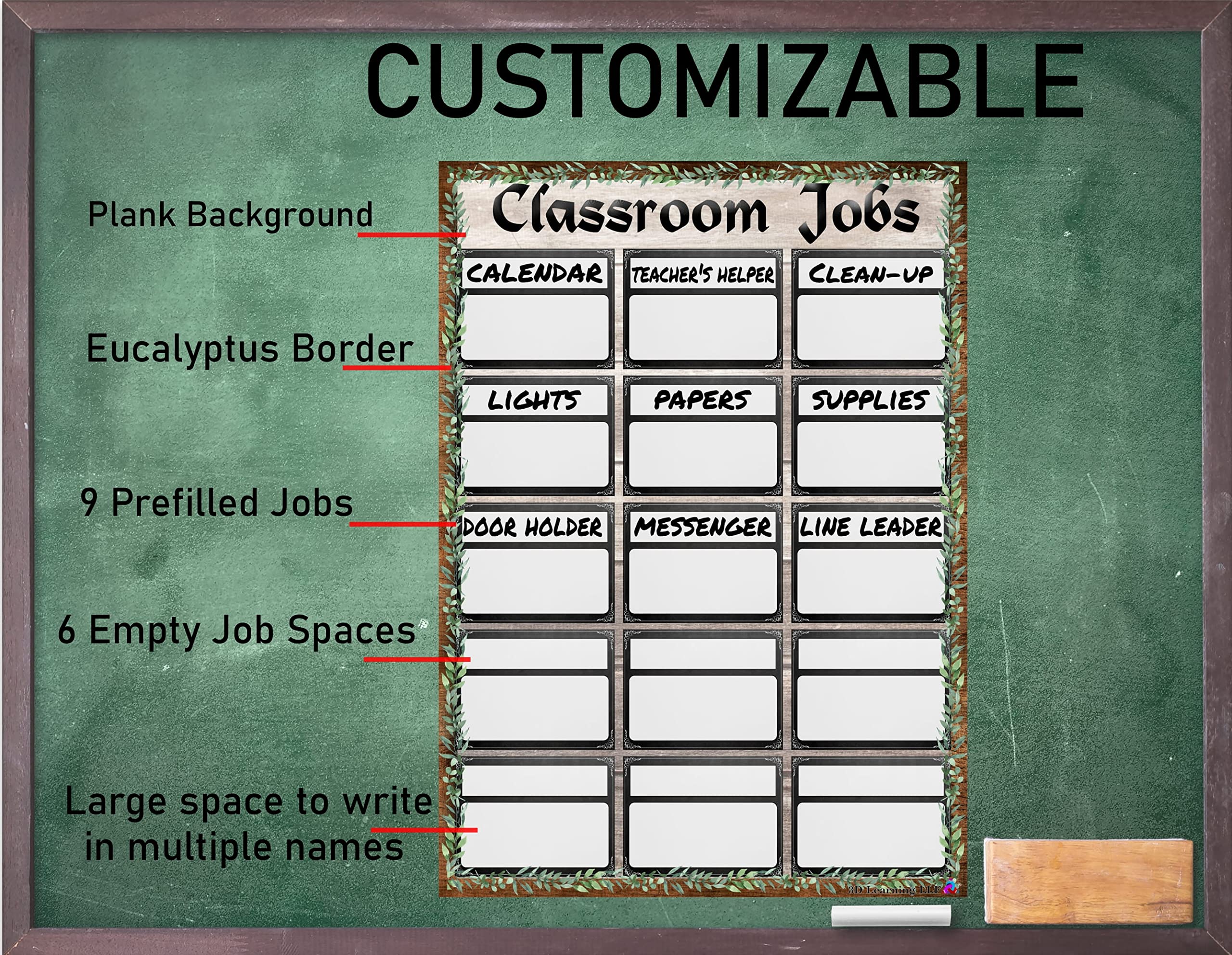 Poster Customize Farmhouse Classroom Jobs Chart - Laminated 14x19.5 ...