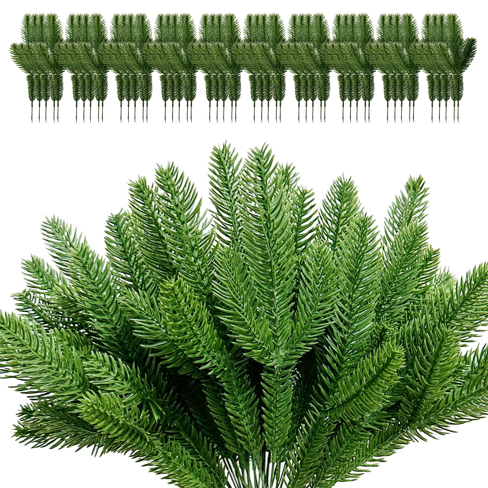 Amazon.com: 50 Pcs Artificial Pine Branches 11.4" Christmas Pine ...
