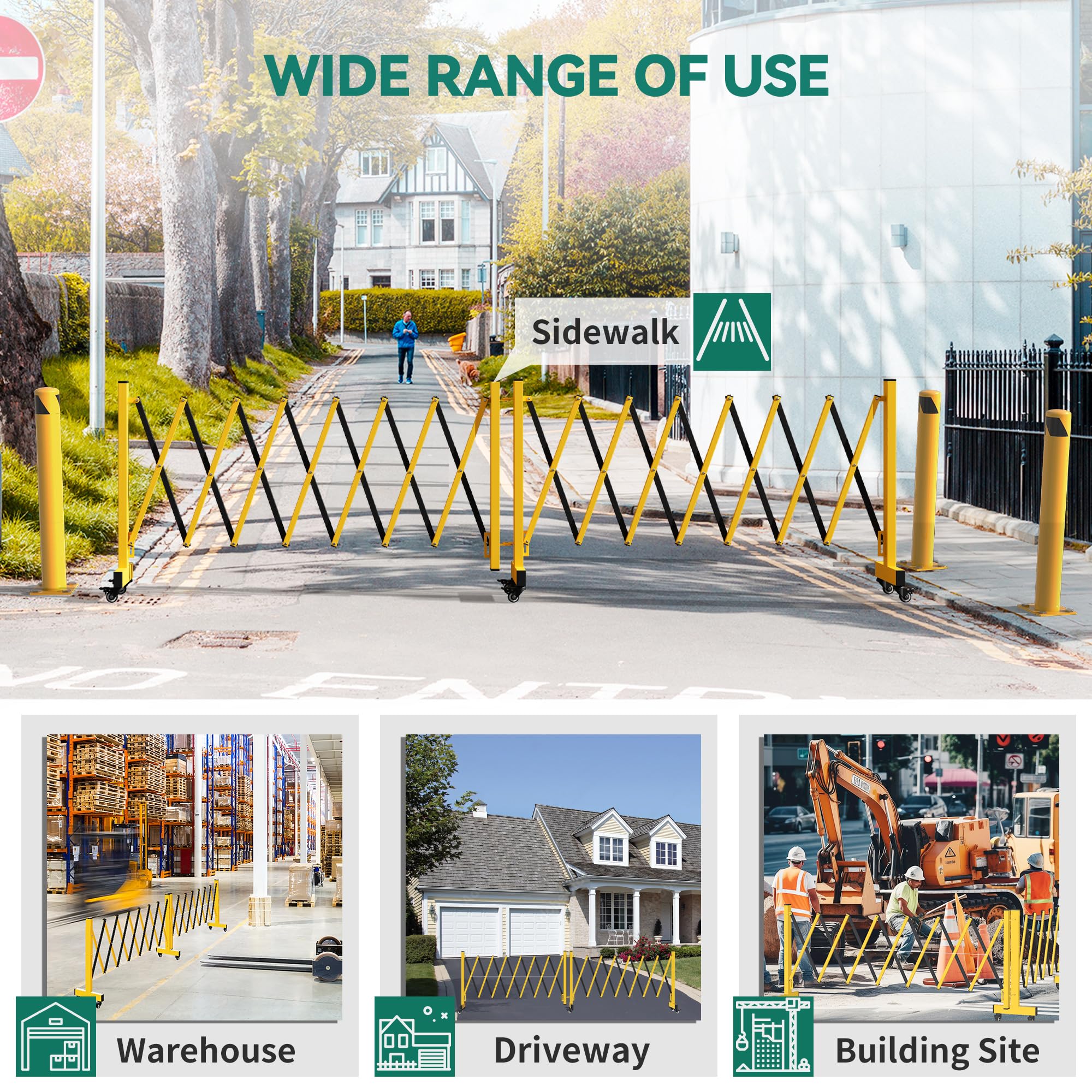 Snapklik.com : YITAHOME Metal Expandable Barricade Gate, 16FT Folding ...