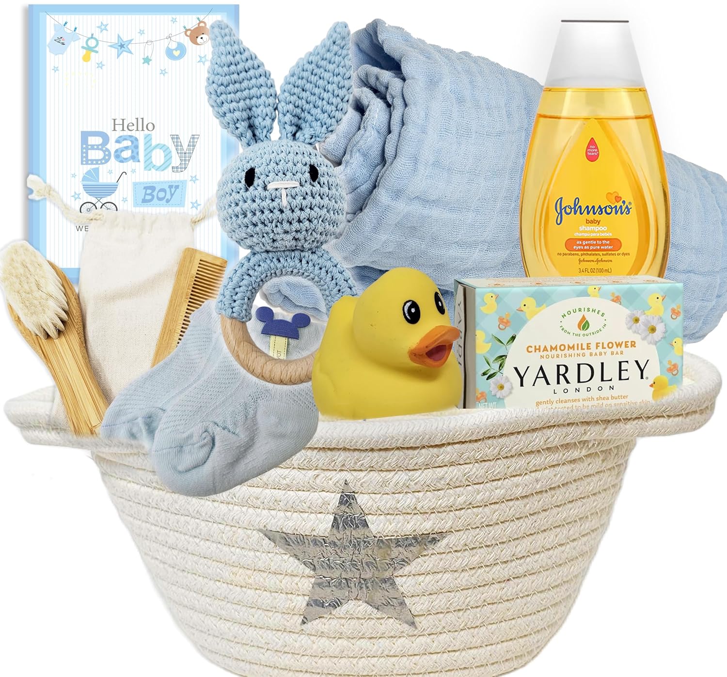 Amazon.com : New Baby boy Gift Basket for a New mom Light Blue Baby ...