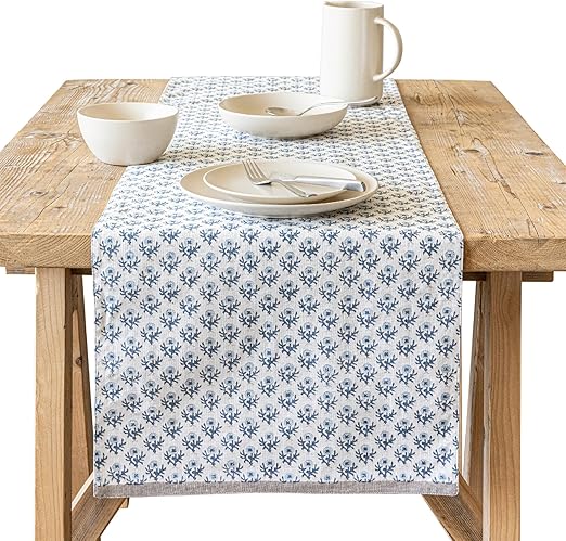 Amazon.com: Over&Back 18x108 Printed Cotton Table Runner - Washable ...