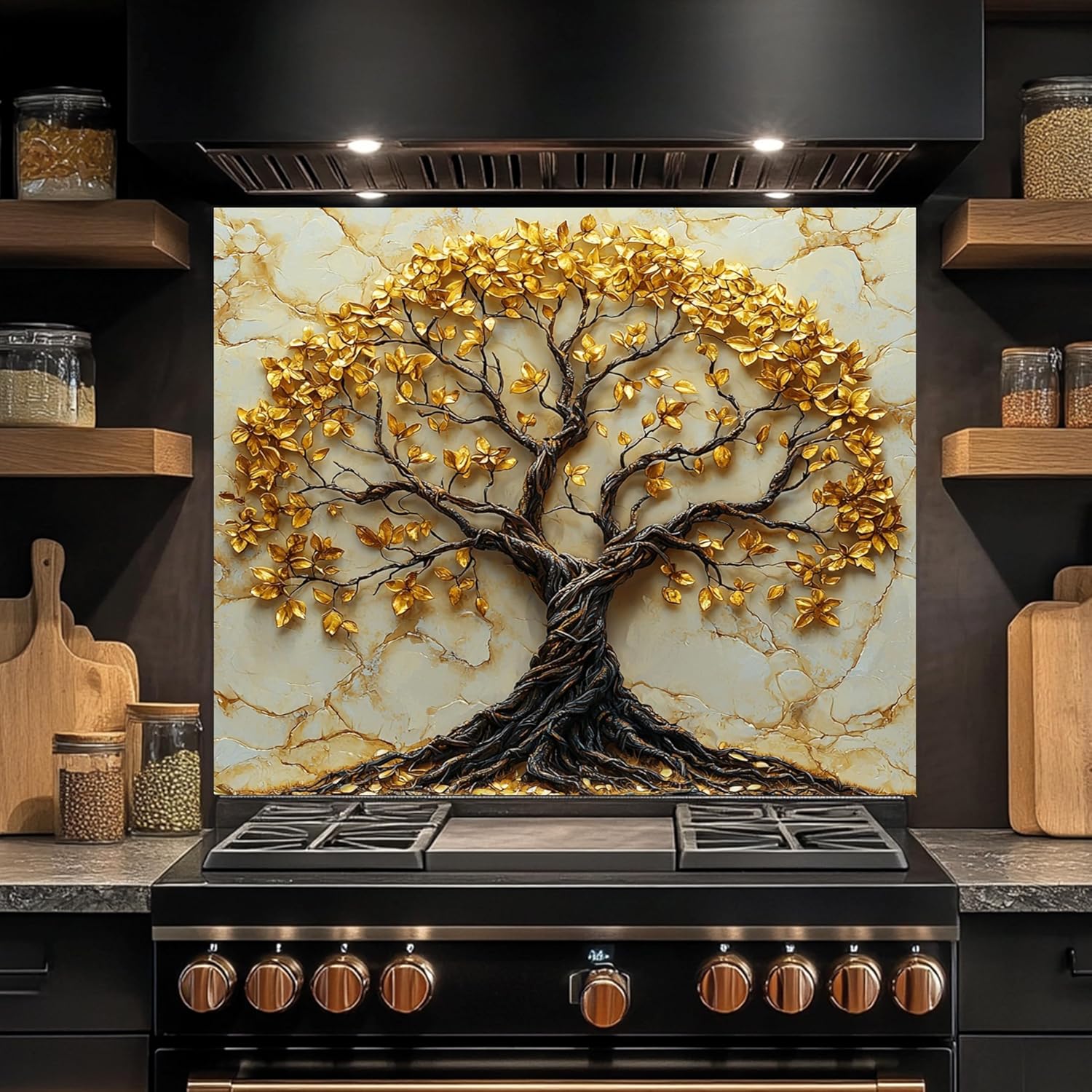 Amazon.com: Tempered Glass Backsplash for Kitchen, Tree of Life Glass ...