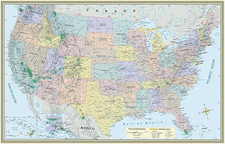 U.S. Map Poster (32 X 50 Inches) - Paper: A Quickstudy Reference Tool ...