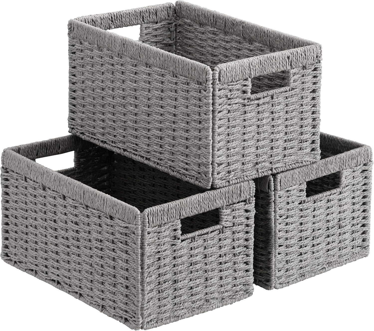 Amazon.com: joybest Gray Wicker Storage Basket with Handles, Paper Rope ...