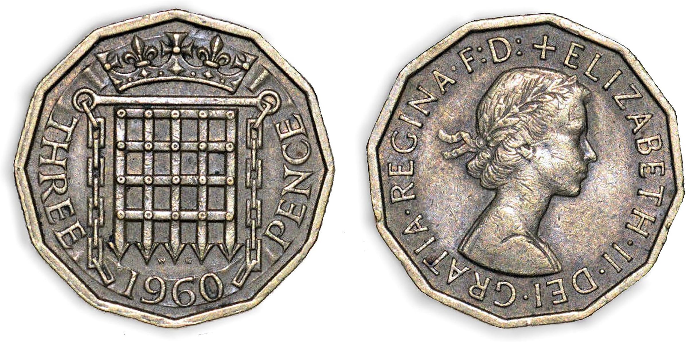 Collectible coins - 1960 Circulated British Threepenny Bit / UK GB ...