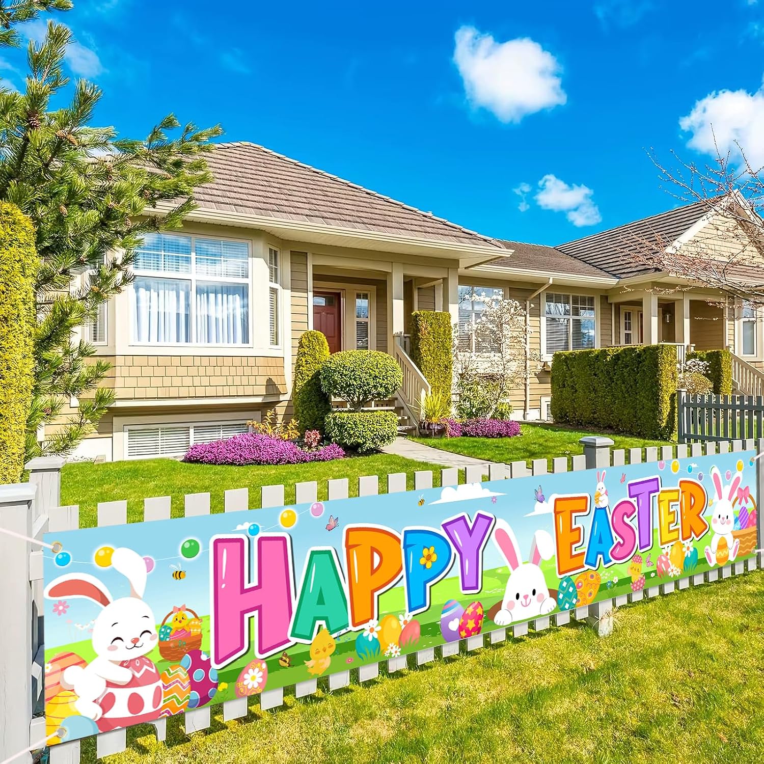Amazon.com: Hedeey Happy Easter Banners, Outdoor/Indoor Decorations ...