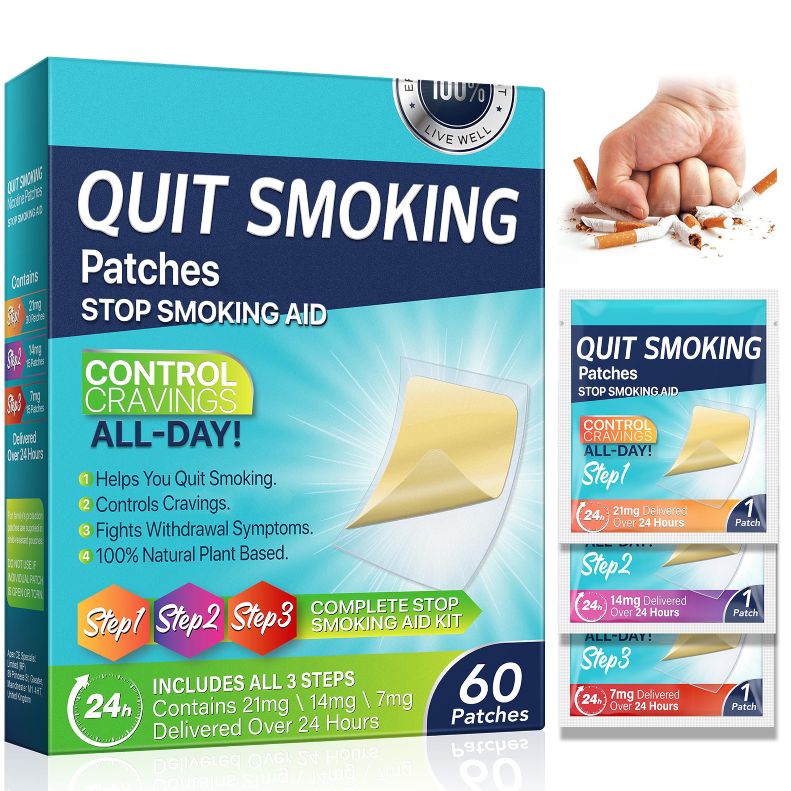 Amazon.com: Quit Smoking Patches Step 1 2 3 Stop Smoking Aid, 21mg ...